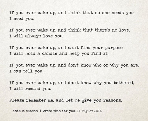 Remember me and let me give you reasons – Namely days